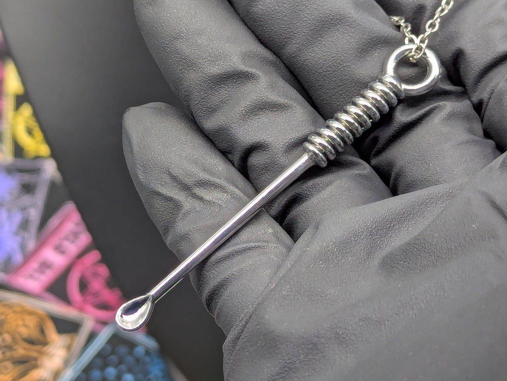 Chrome Finished Mini Wire Wrapped Spoon & 22" Steel Link EDC Necklace ...