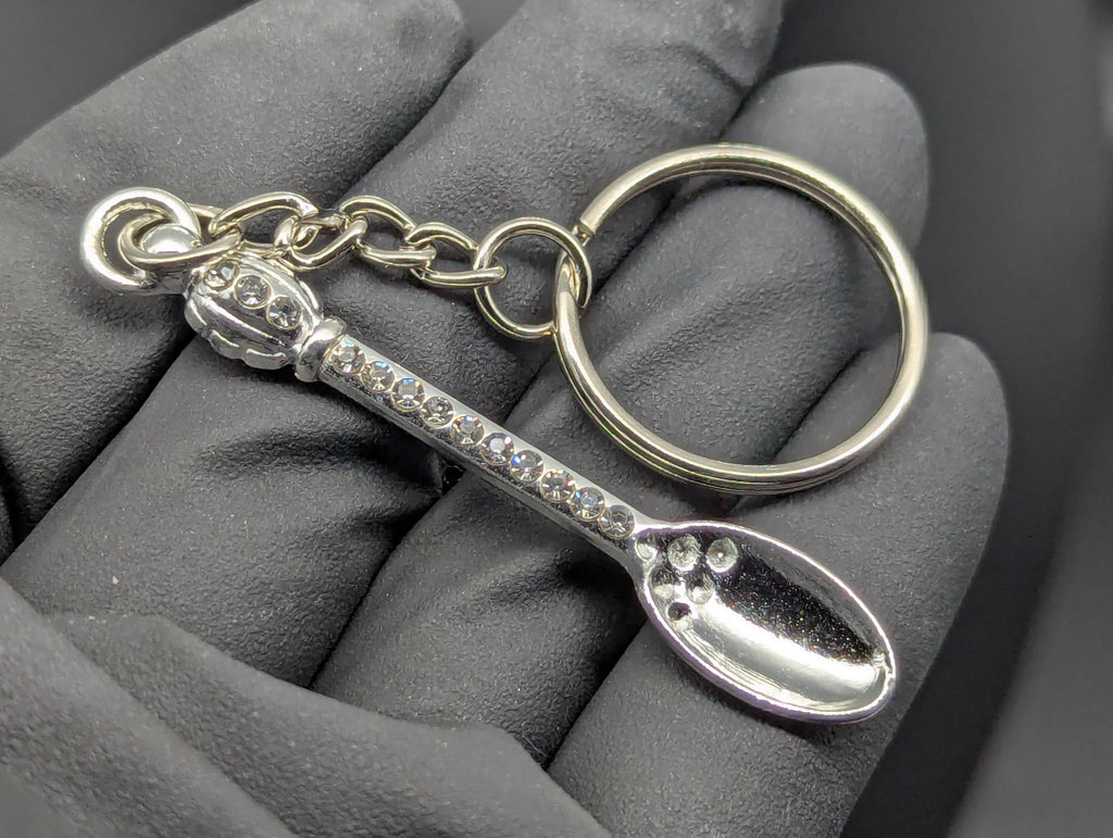 Silver Bling Mini Magic Powder Spoon Keyring – RAVE EDC JEWELRY