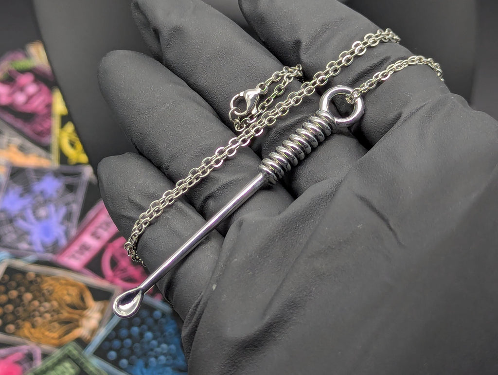 Chrome Finished Mini Wire Wrapped Spoon & 22" Steel Link EDC Necklace ...
