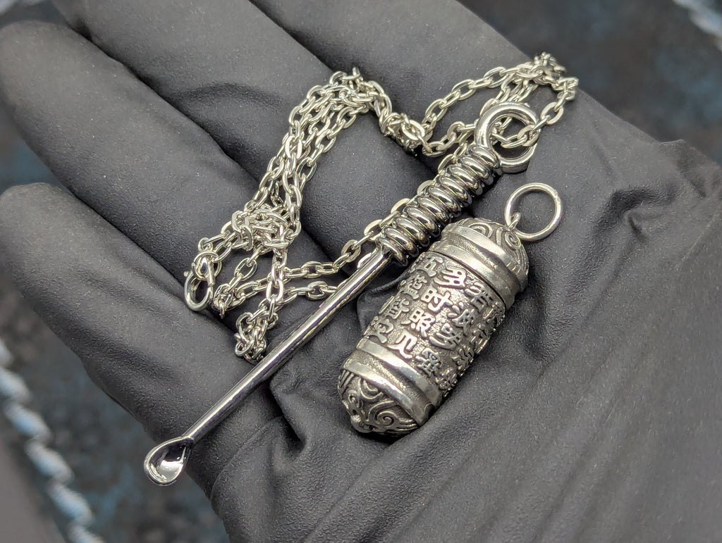 Chromed Toned Mini Spoon Pendant w/ Matching 24" Chain & Ornate Magic ...